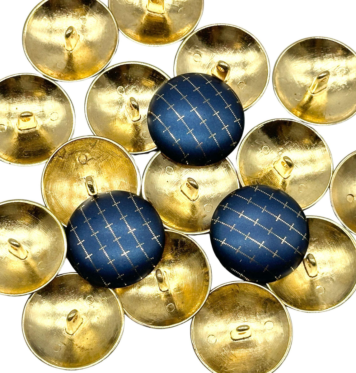 12 Pcs Vintage Navy and Gold Metal Shank Buttons - Laser Design, Multi ...