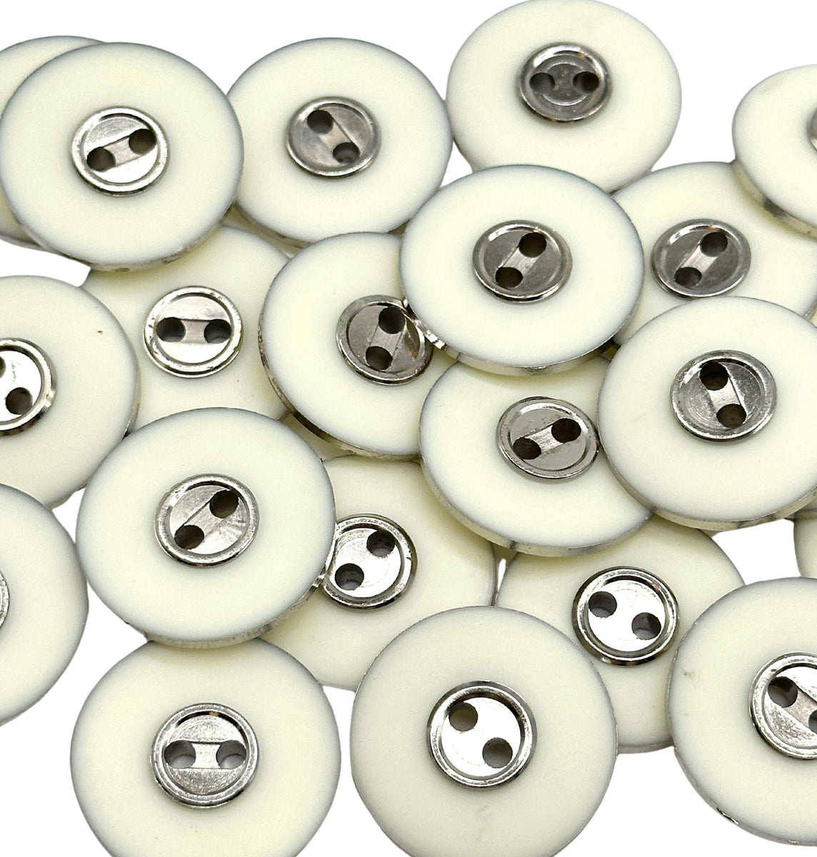 12 Pcs Vintage Round White and Silver Shank Buttons for Sewing | Decor ...