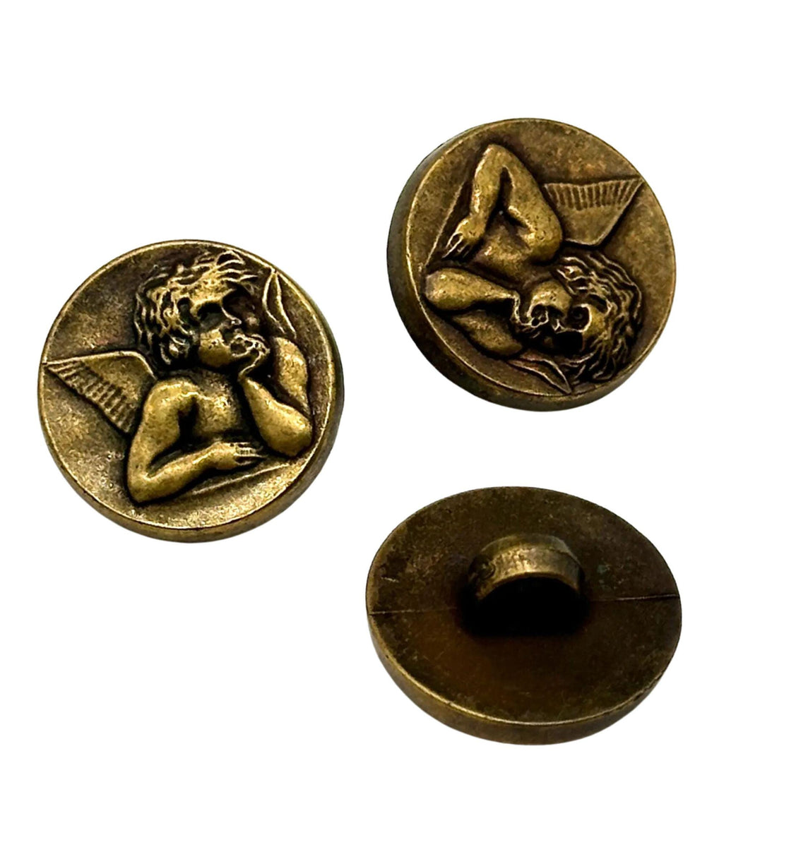 1 Dozen Michelangelo's Angel Face Antique Brass Shank Buttons - Crafti ...