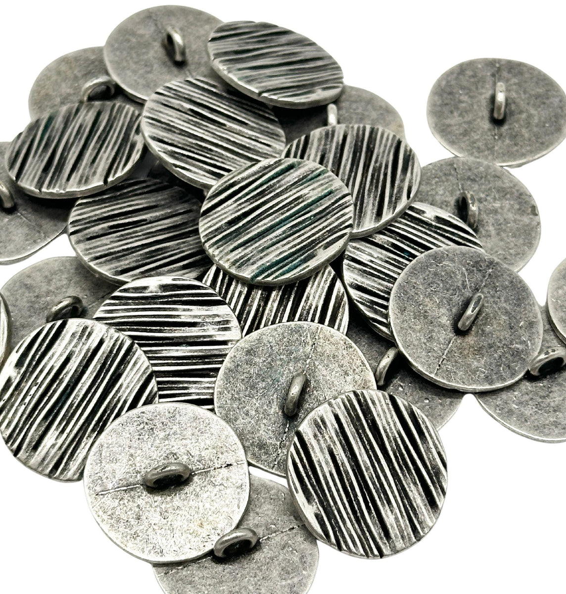 12 pcs Vintage Designer Clothing Buttons | Metal Lines Design in Silve ...