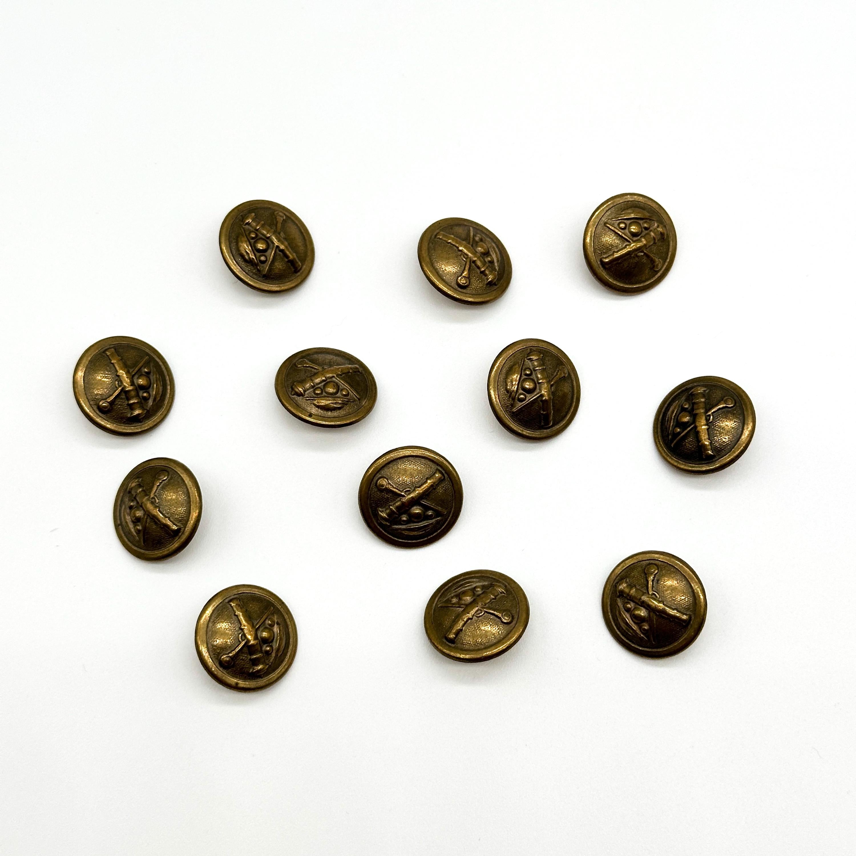 12 Pcs Saber Cavalry Sword Shank Buttons - Antique Brass, 80s Vintage ...