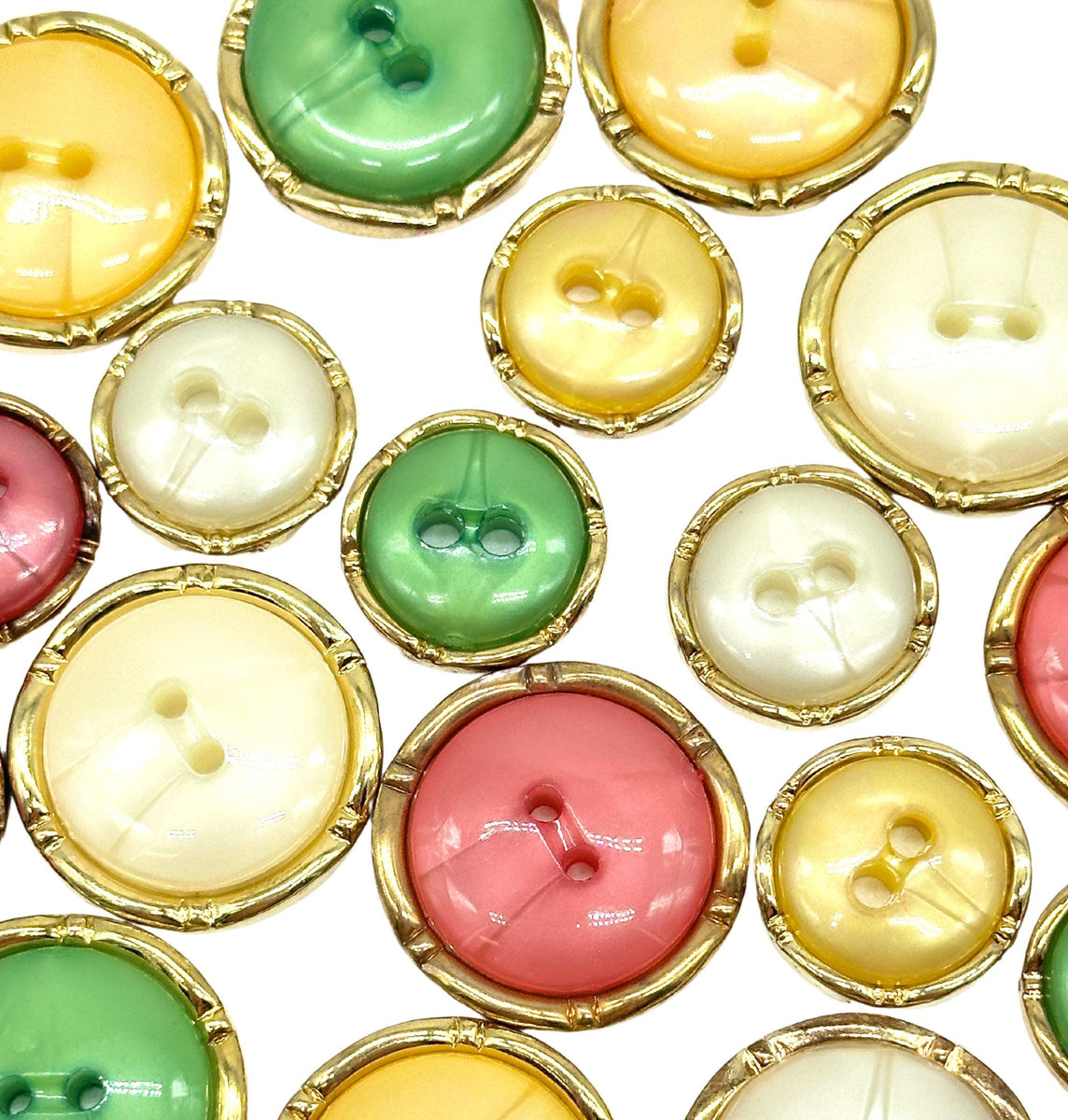 12 Pcs Vintage Pearlized Metal Shank Buttons with Gold Plated Rim | An ...